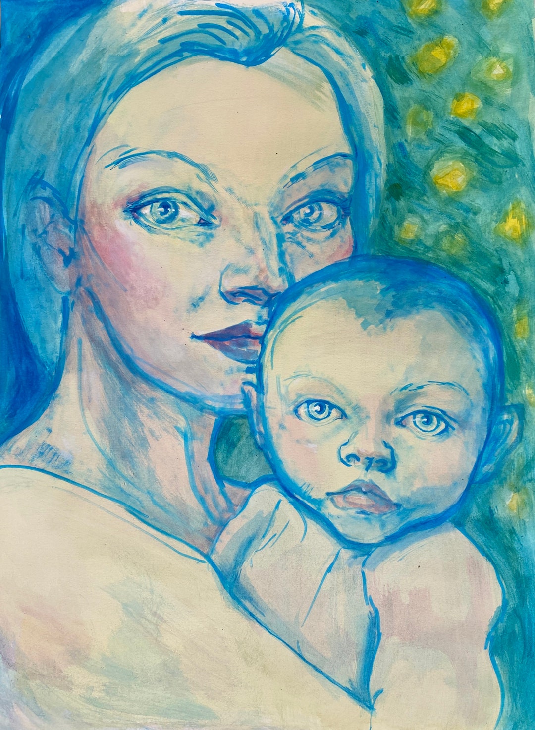 Original Painting Mother & Child - Ink Painting - "madonna of the ...