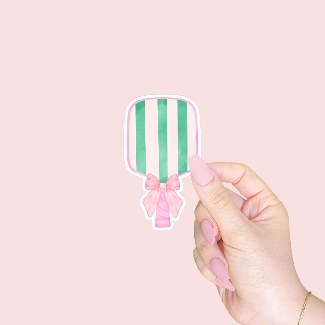 Pickleball Sticker, Preppy Bow Sticker, Preppy Pickleball Sticker ...