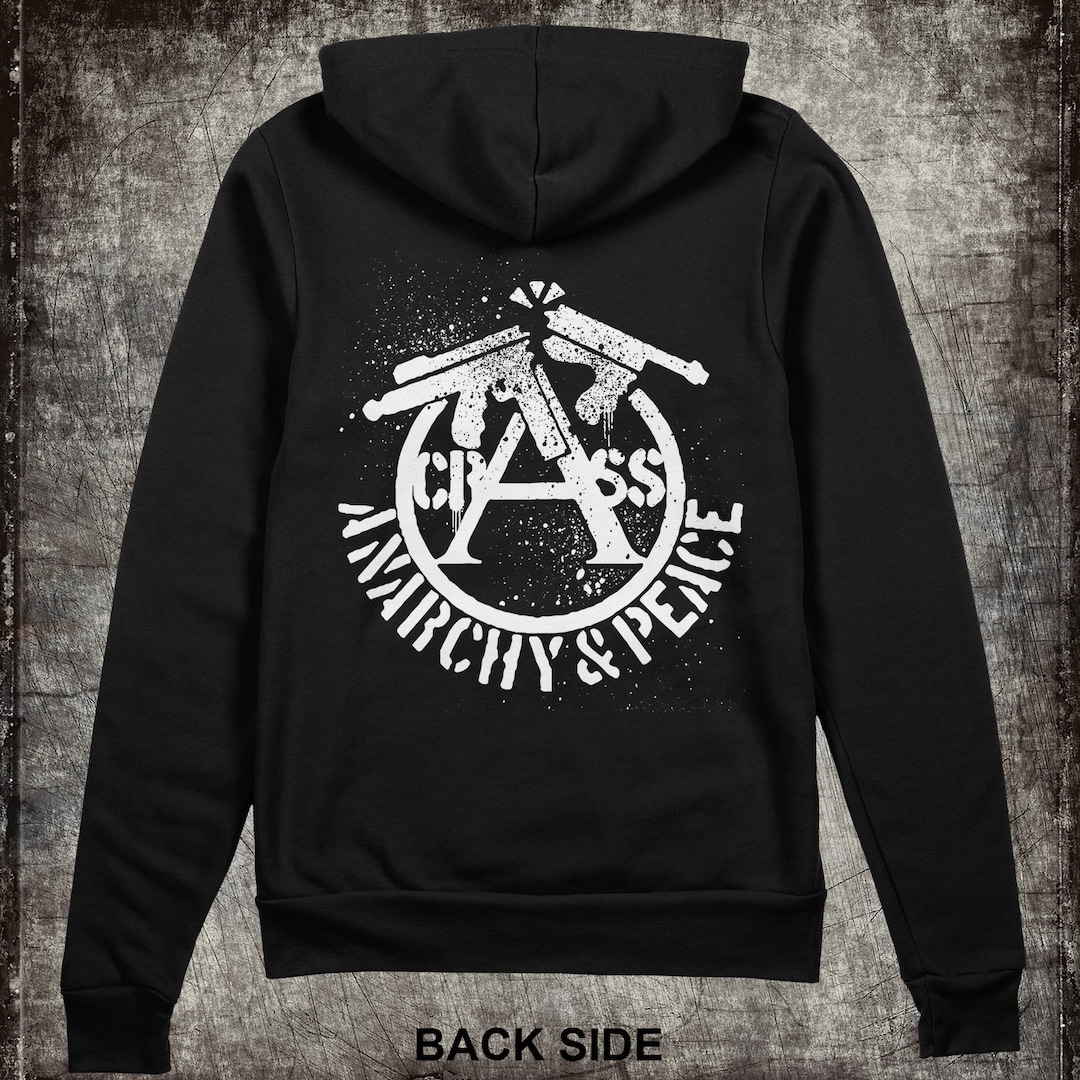 CRASS - Anarchy Peace - Zip up Hoodie Sweatshirt - Punk, Crust, Anarcho ...