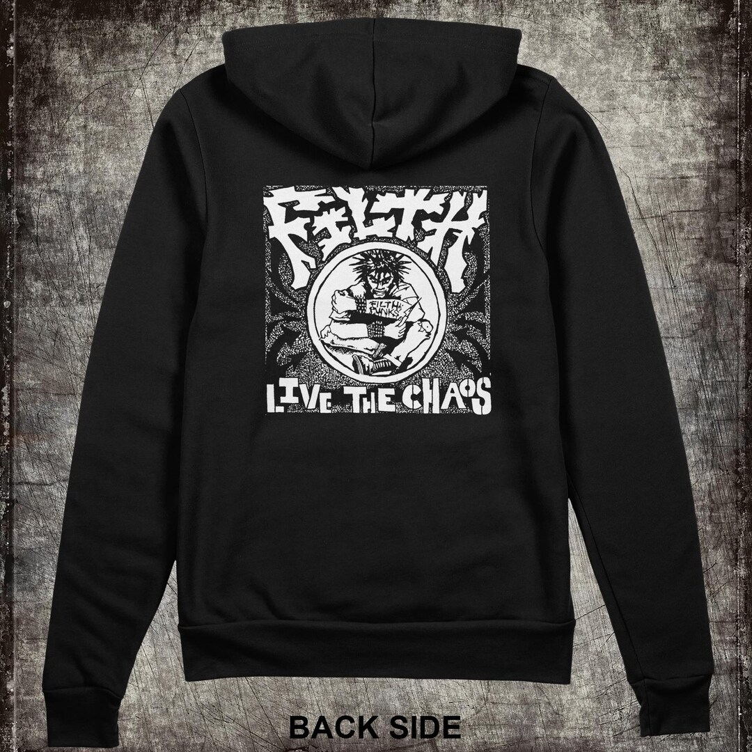 FILTH - 'live the Chaos' Zip up Hoodie Sweatshirt - Punk, Crust ...