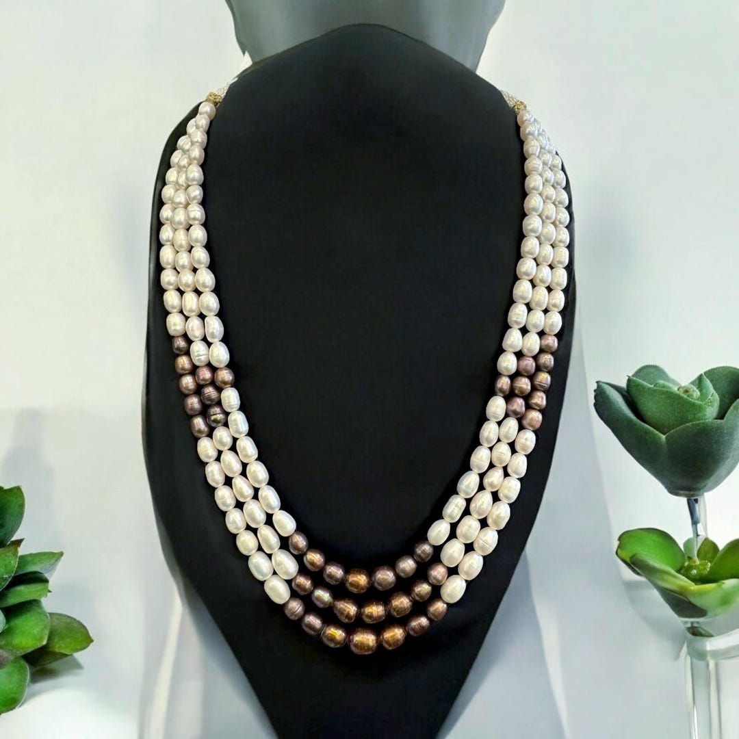 Real Pearl Necklace | Elegant Multi-strand Freshwater Pearls for ...