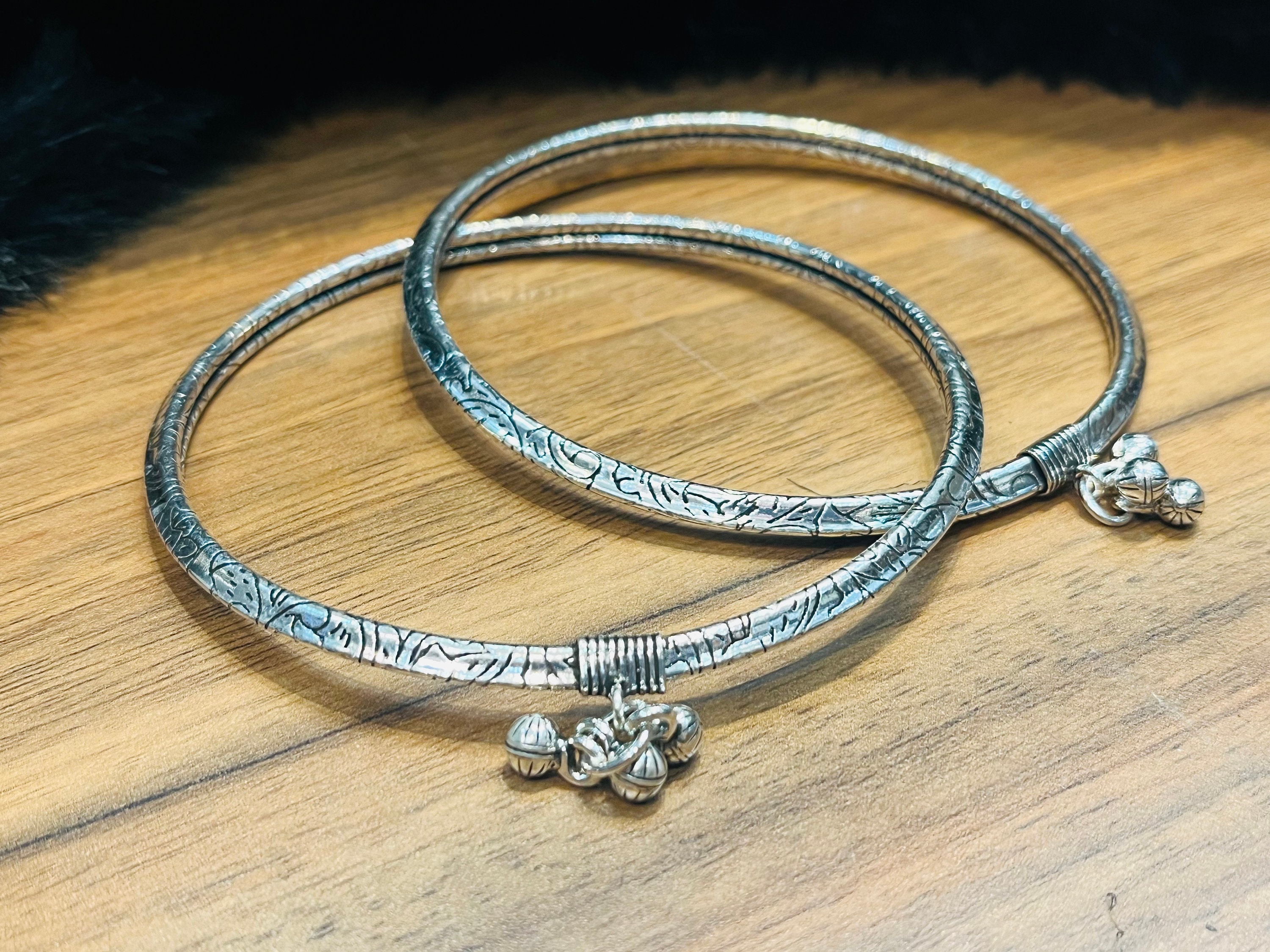 925 Sterling Silver Feet Ankle Bangle Oxidize Silver Flexible Feet ...