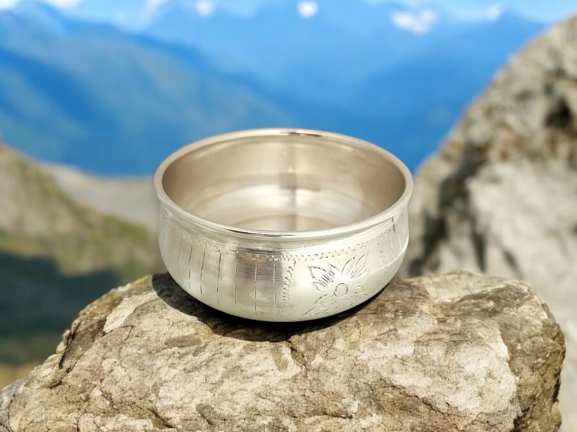 Handcrafted Pure Silver Bowl Pure Silver Bowl With Floral Engraving for ...