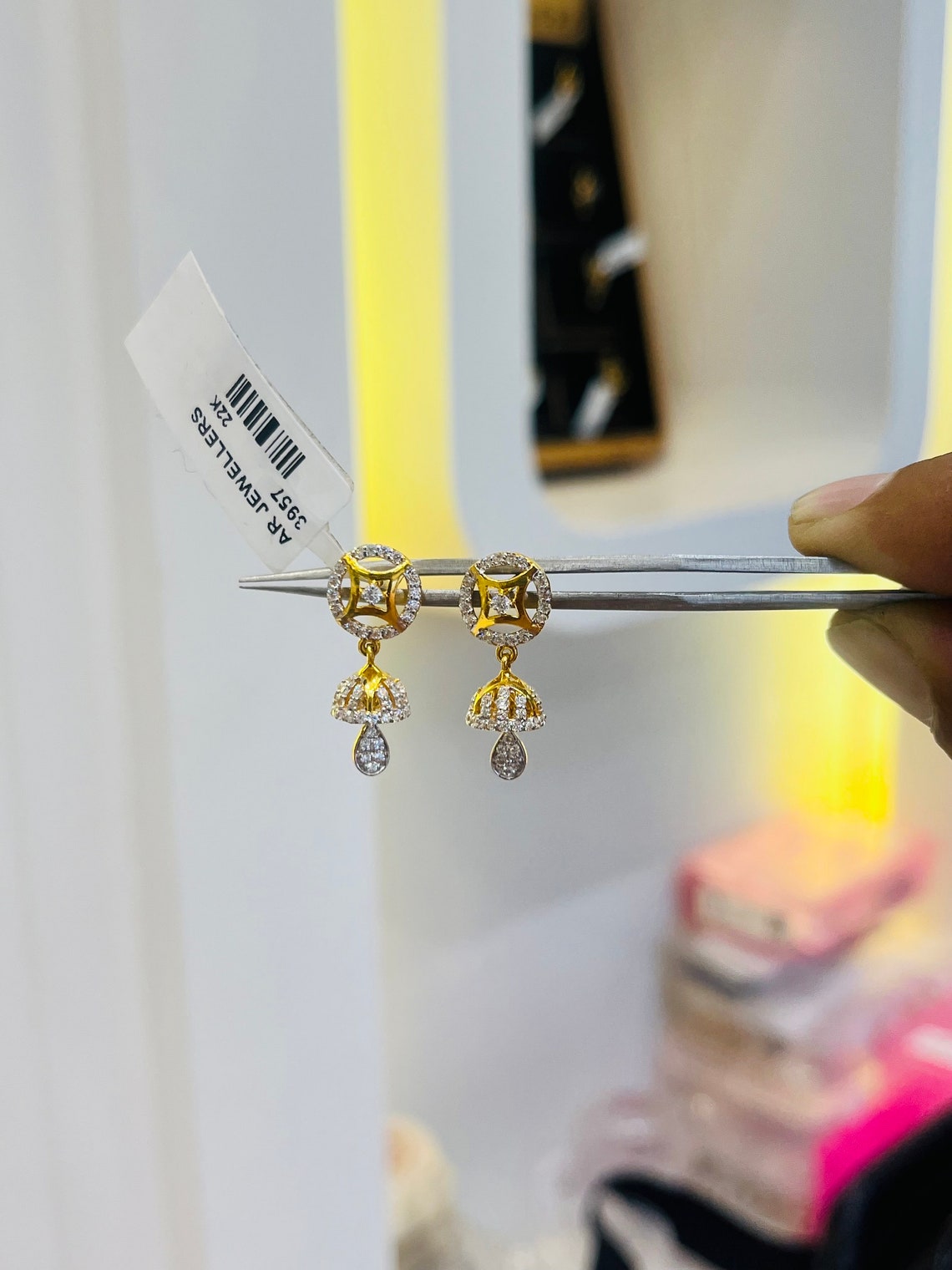 Handcrafted 22K Gold Jhumka Earrings, Authentically Hallmarked, Crafted ...