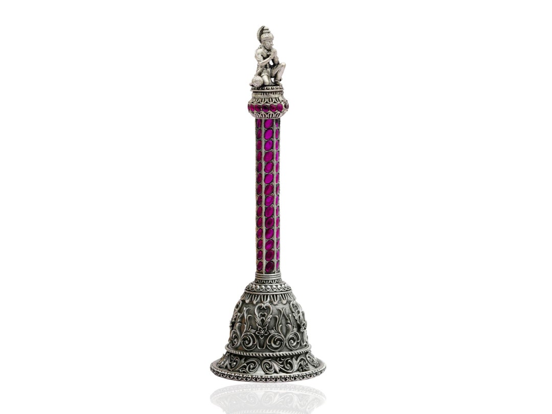 Lord Hanuman 925 Silver Temple Bell Handcrafted Antique Style for ...