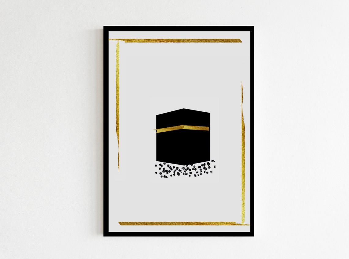 Kaaba Gold Islamic Wall Art Print Minimalist Black Abstract - Etsy Sweden