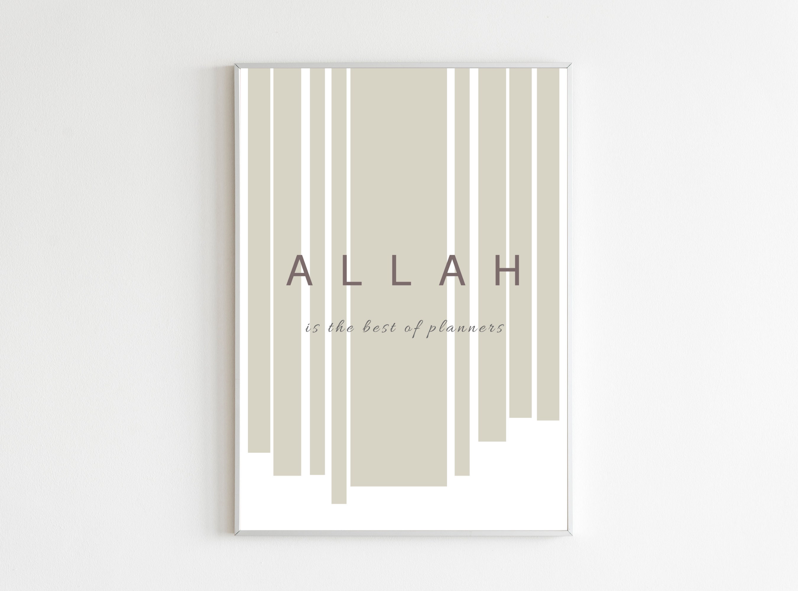 Neutral Dark Beige Islamic Art Wall Print Allah is the Best of - Etsy