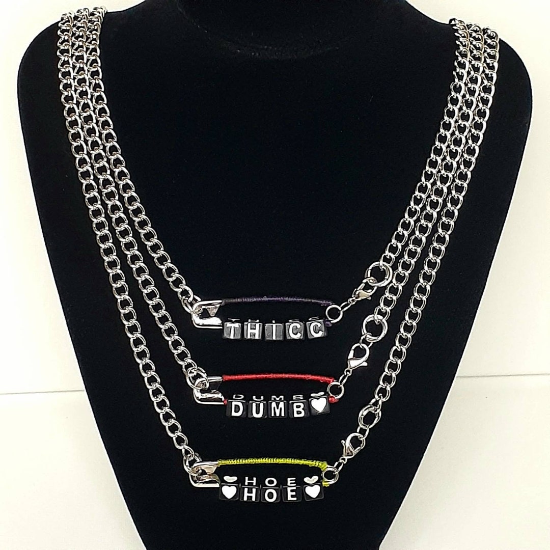Safety Pin Letter Chain Necklace - Etsy