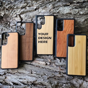 Custom Wooden Phone Case for Samsung Galaxy S24 S25 S26 Business Logo ...