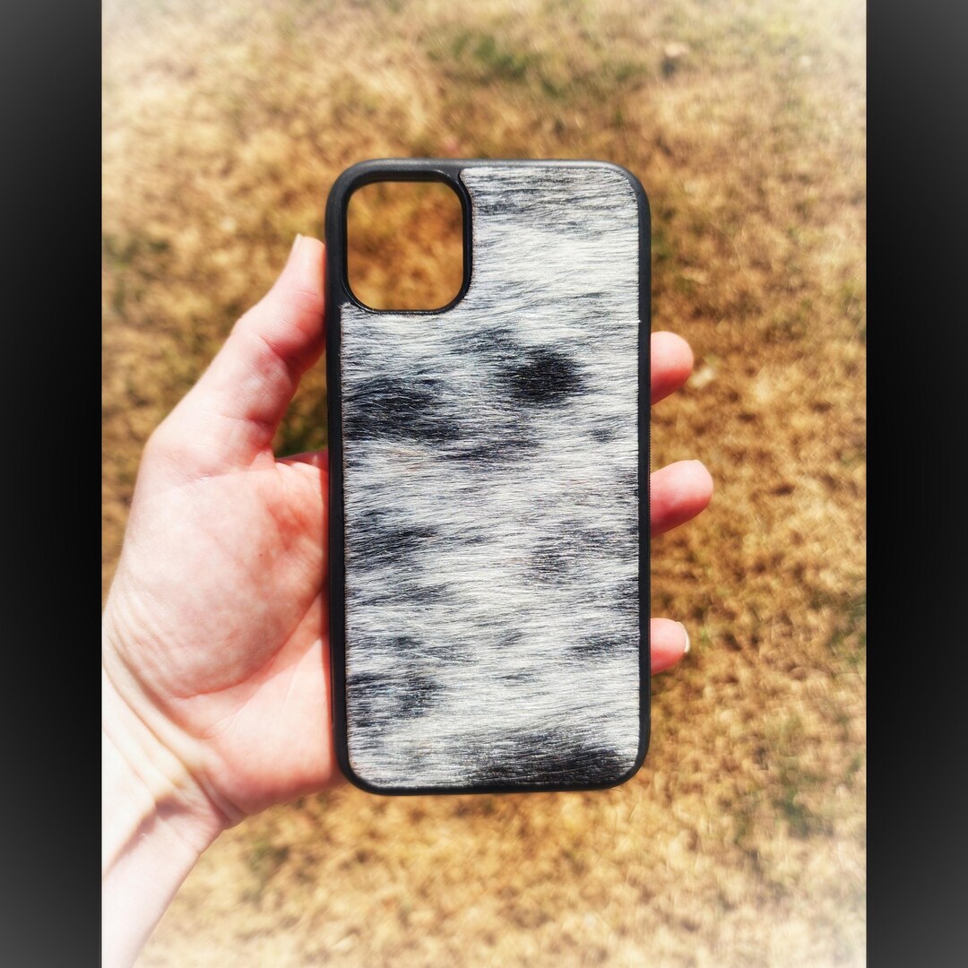 Salt & Pepper Cow Hair Phone Case Real Cow Fur Cow Hide for iPhone for ...