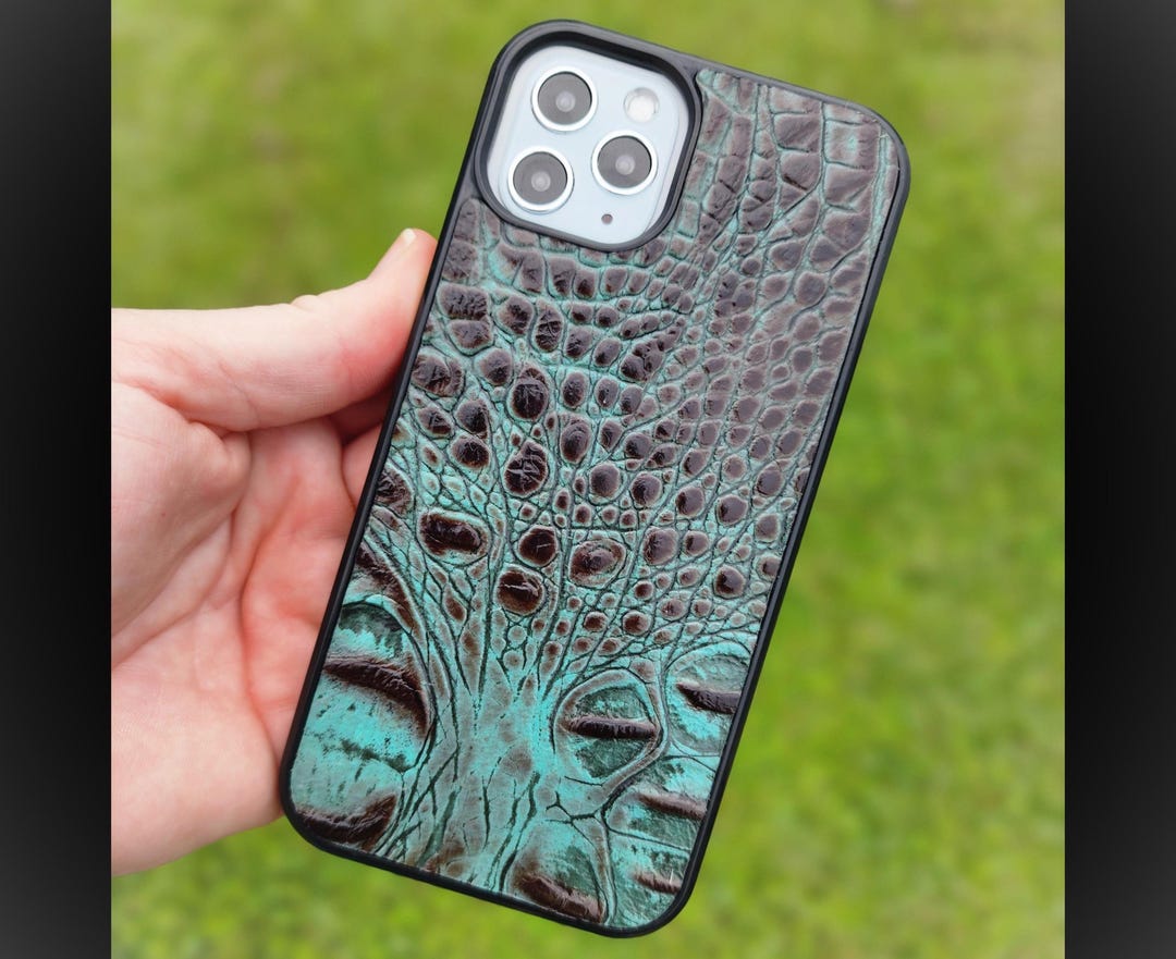 Leather iPhone Case Alligator Pattern iPhone SE 6 7 8 X XS XR 11 12 13 ...