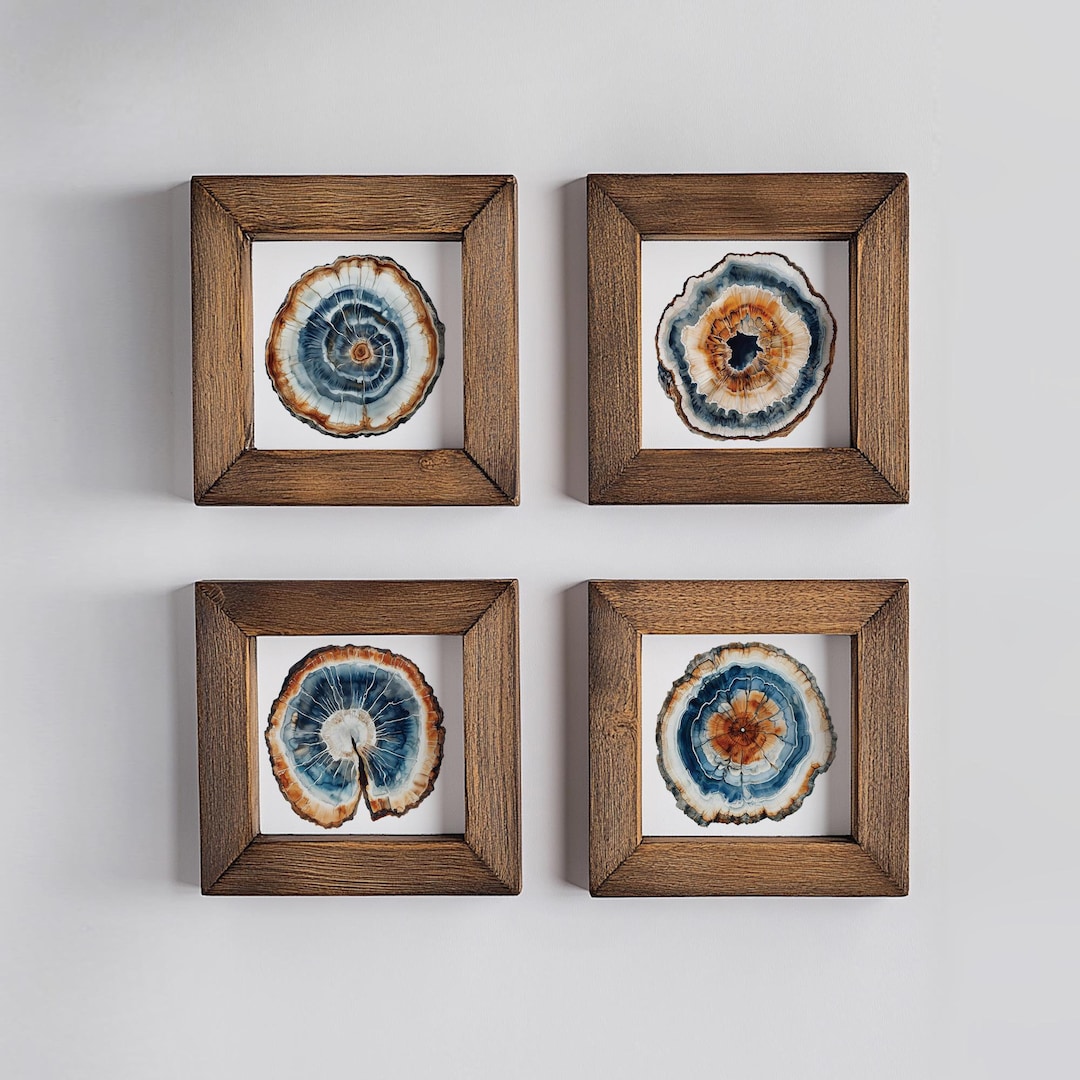 Tree Ring Art Prints, Set of 4, Abstract Tree Ring Art, Wood Print ...