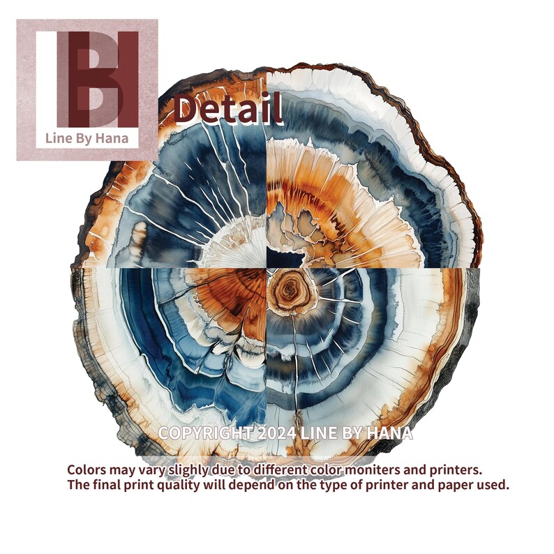 Tree Ring Art Prints, Set of 4, Abstract Tree Ring Art, Wood Print ...