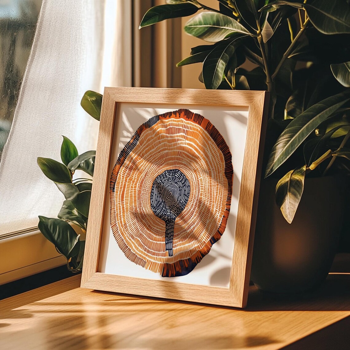 Set of 4 Tree Rings Prints, Tree Stump Art Prints, Wood Slice Art, Log ...