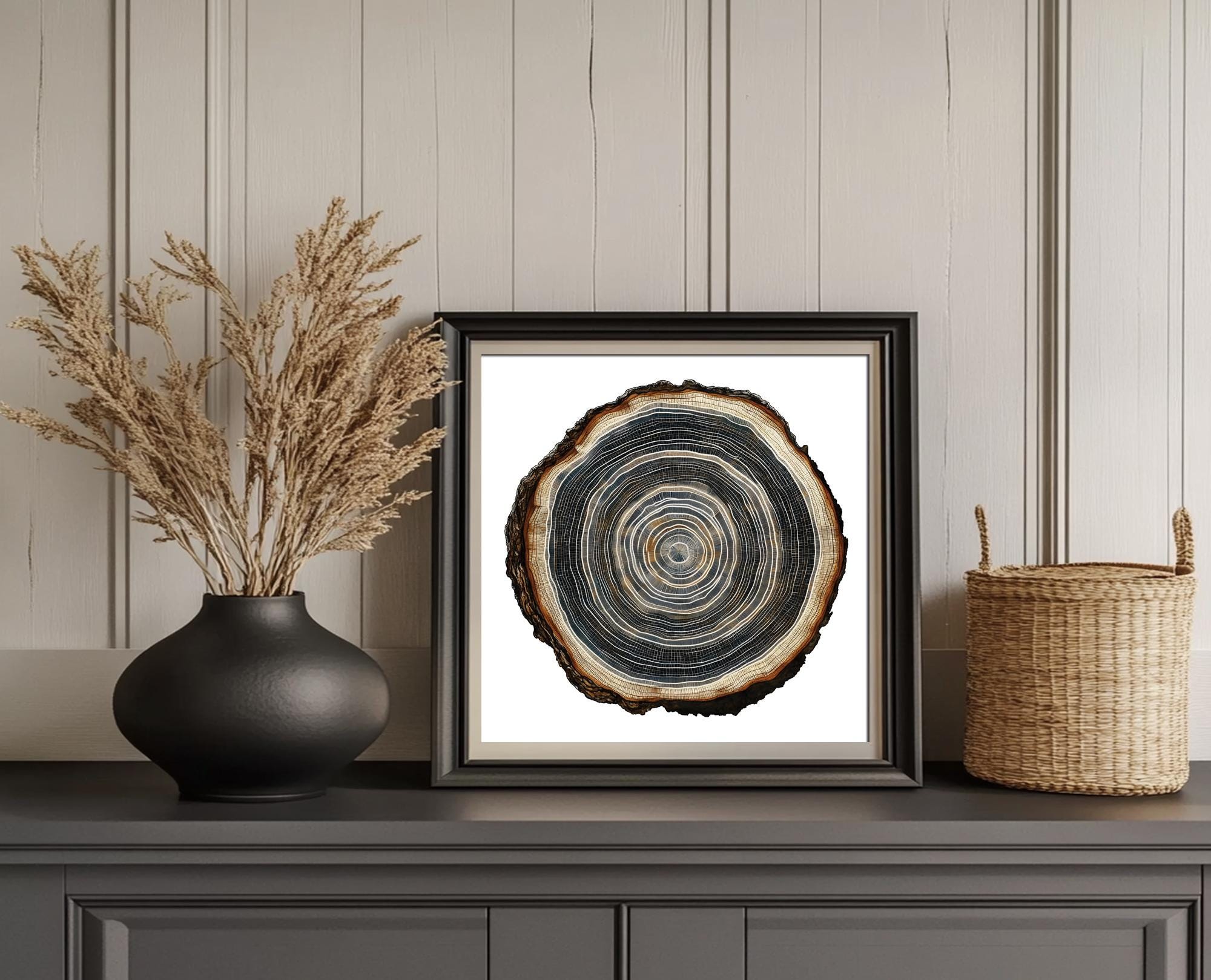 Abstract Tree Ring Art Prints, Set of 4, Tree Ring Prints, Tree Stump ...