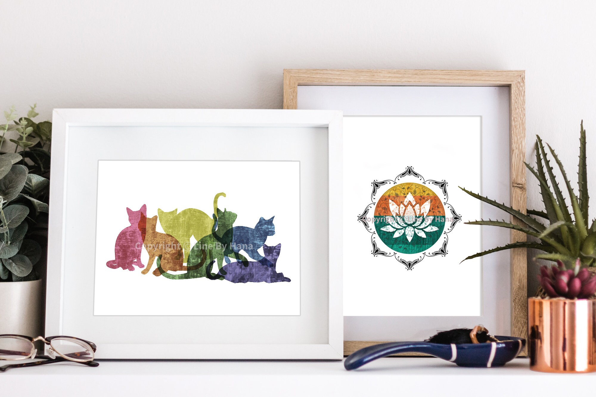 Cat Wall Art Decor Printable Cat Art Cat Lover Gift Neutral - Etsy