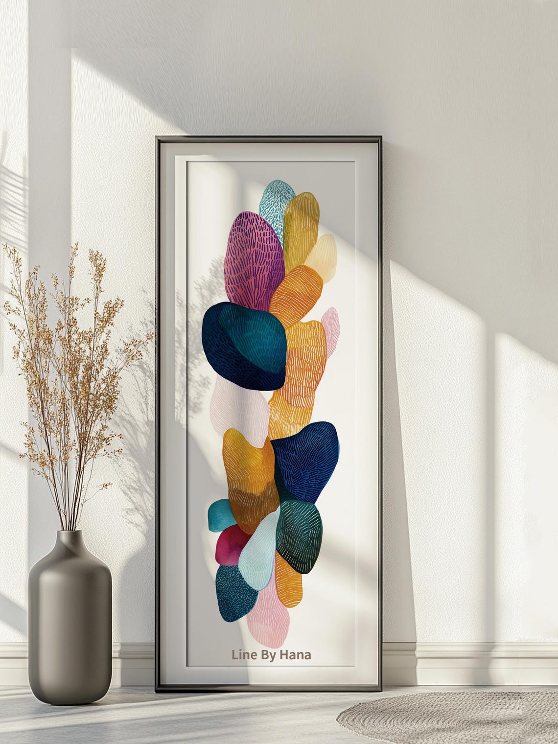 Set of 3, Abstract Art Prints, Colorful Prints, 12x36 Long Vertical ...