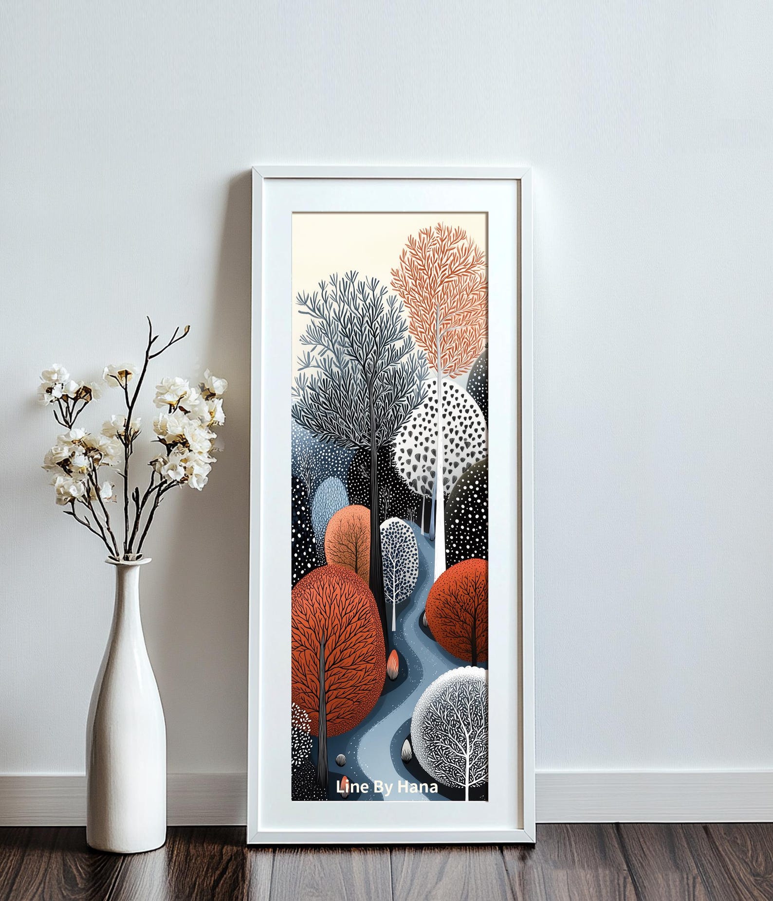 Abstract Tree Art Prints, Forest Art Prints, Set of 3, 12x36 Long ...