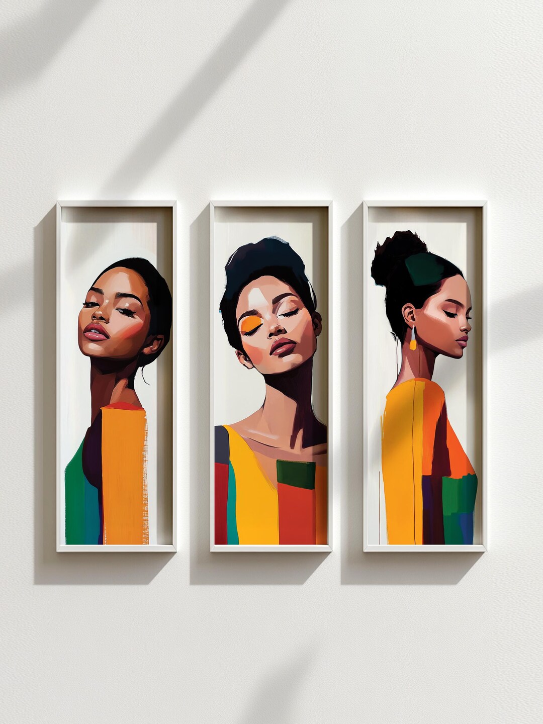Woman Portrait Art Prints, Set of 3, People Art, Female Poster, 12x36 ...