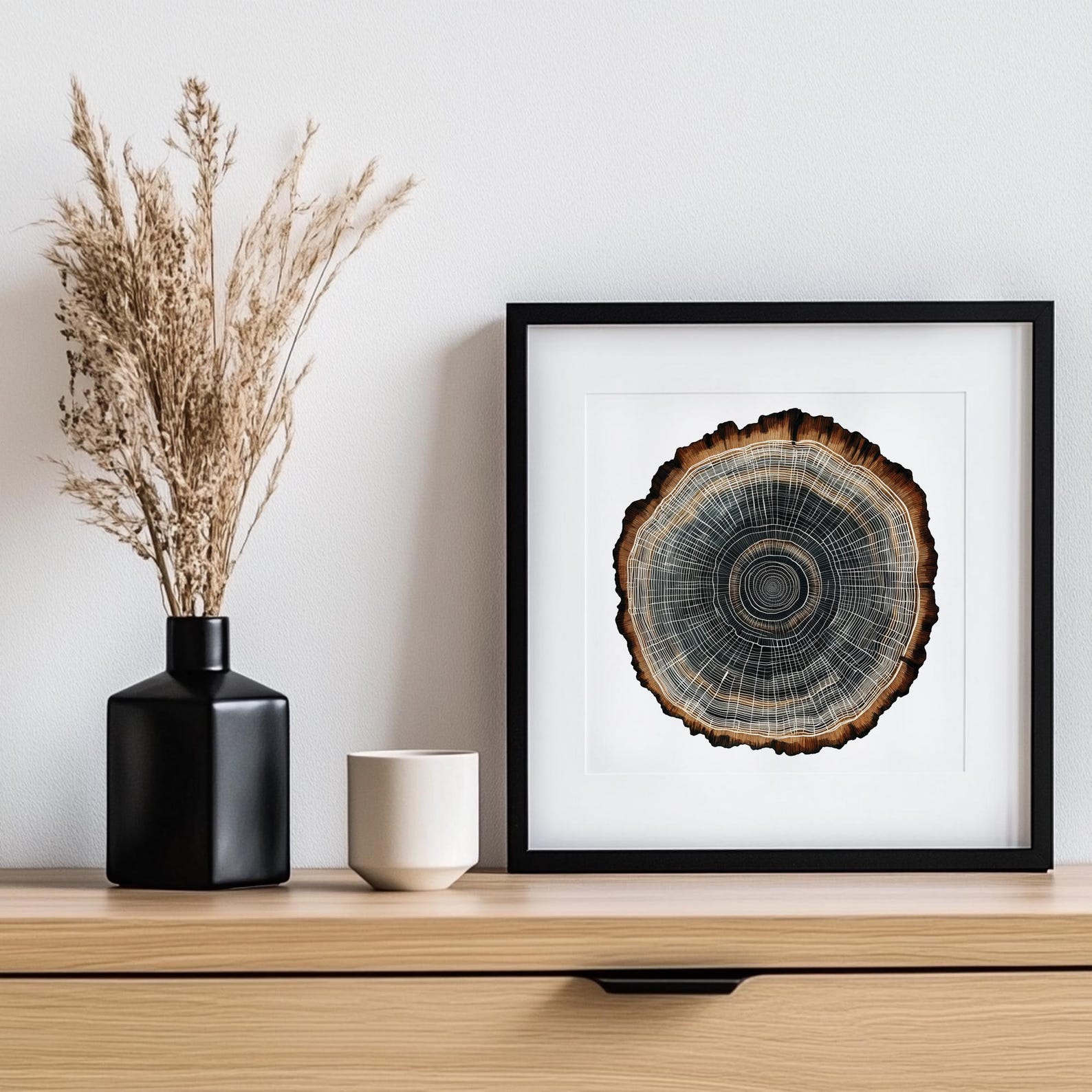 Abstract Tree Ring Art Prints, Set of 4, Tree Ring Prints, Tree Stump ...