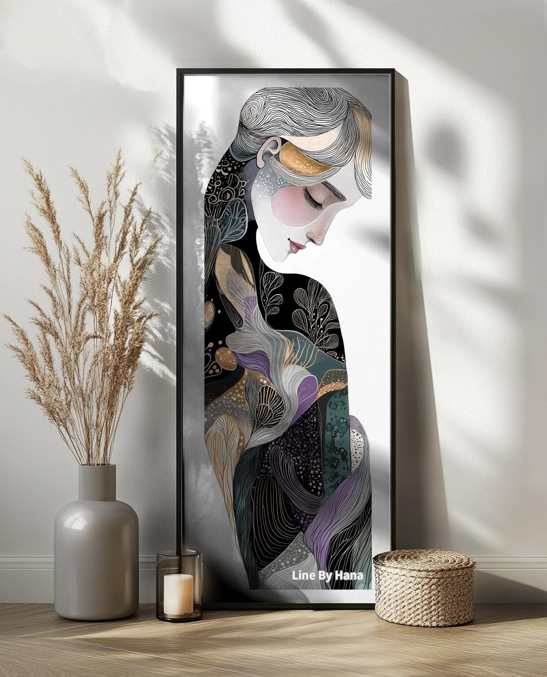 Modern Woman Art Print, Female Poster, 12x36, Long Vertical Narrow ...