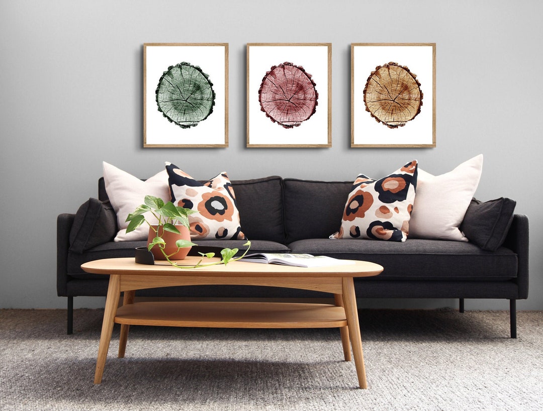 Tree Ring Wall Art, Set of 3, 16x20, Tree Stump Print, Modern Art, Tree ...