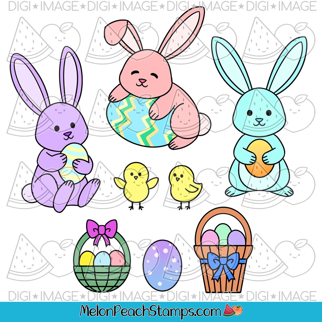 Digi Stamp, Digistamp, Digital Stamp, Easter Bunnies - Etsy