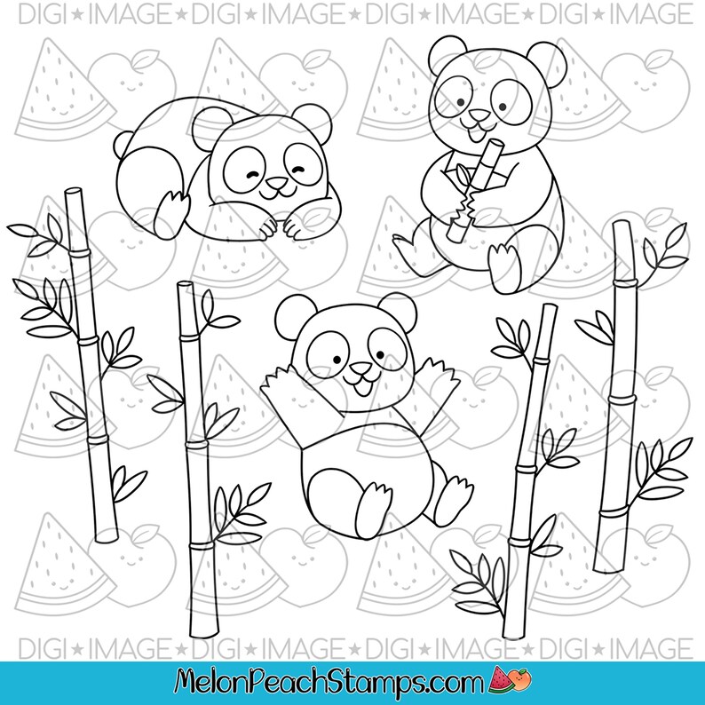 Digi Stamp, Digistamp, Digital Stamp, Pandas - Etsy