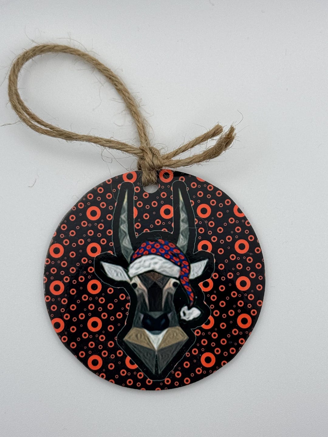 Phish Inspired Antelope With Donut Santa Hat/background Ornament - Etsy