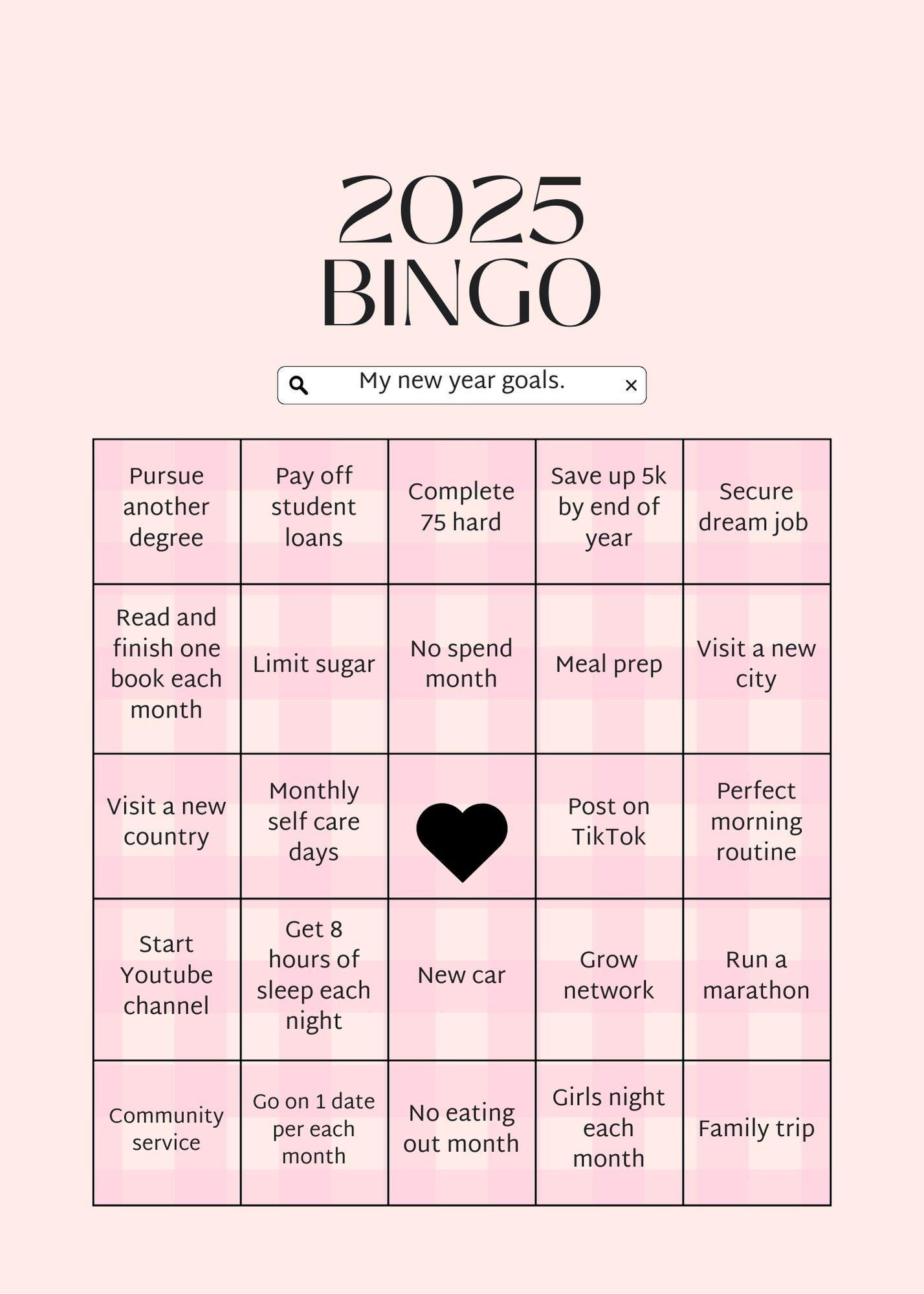 2025 Bingo Card - Etsy