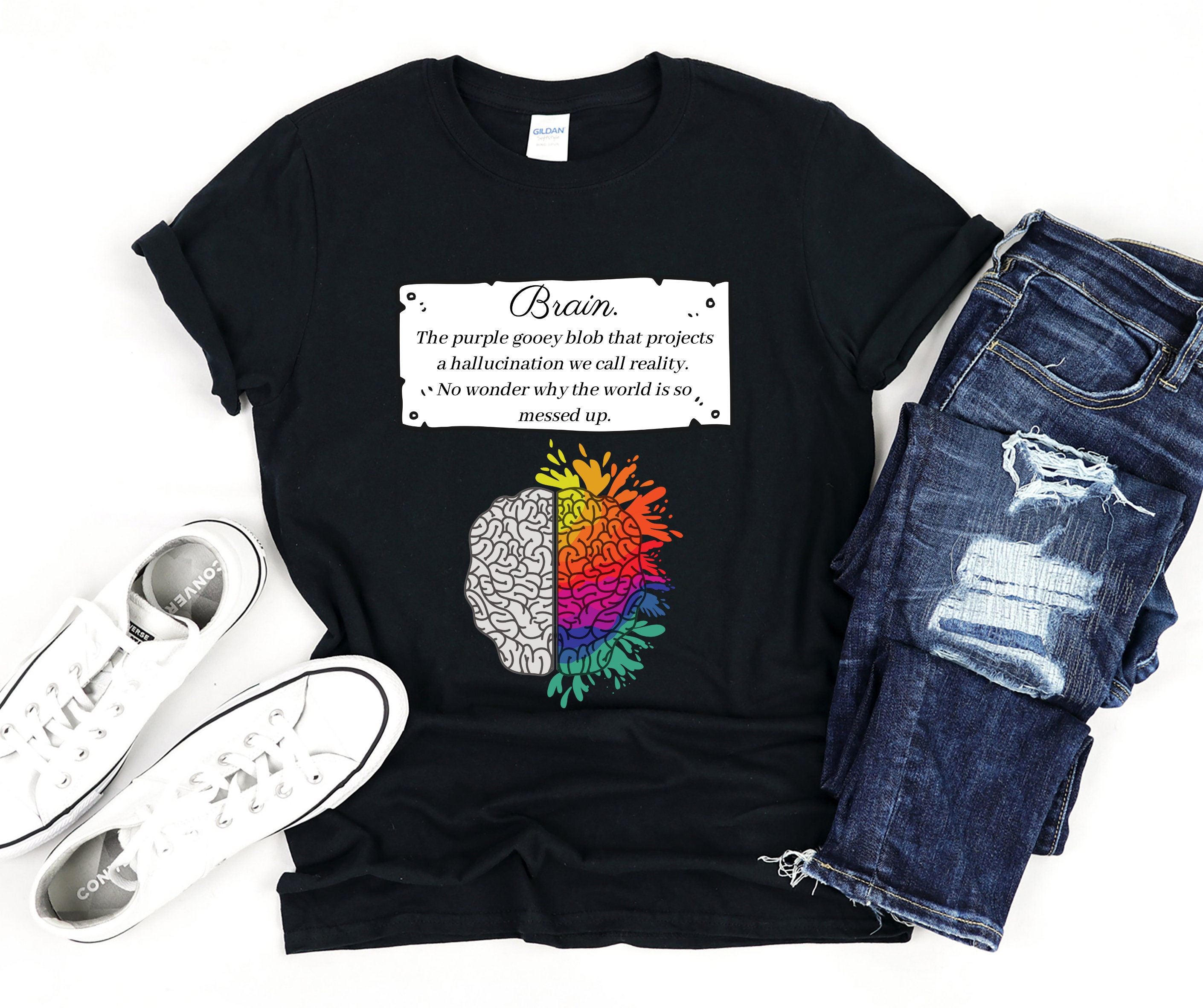 Human Brain T-shirt Funny Brain Definition Minimalist Graphic Tee ...