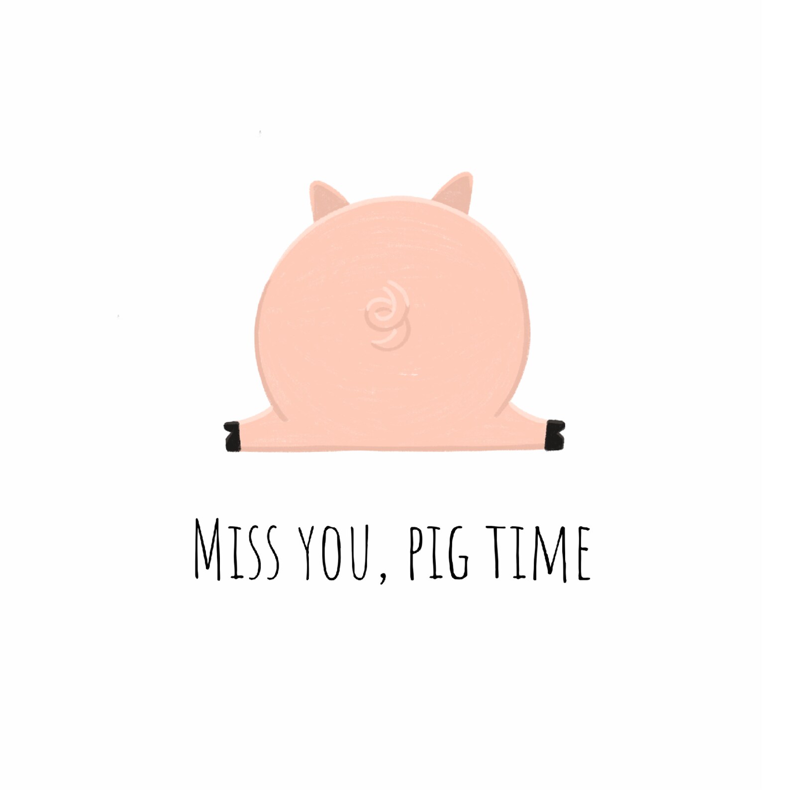 Miss You, Pig Time Message de jeu de mots Miss You Carte de vœux, vide ...