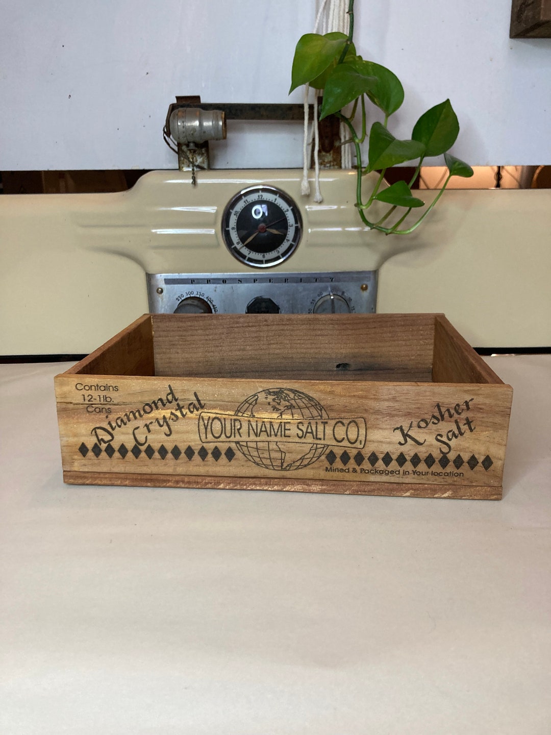 Kosher Salt Crate, Personalized, Salt, Antique Inspired, Laser Engraved, Handmade, Custom, Wood ...