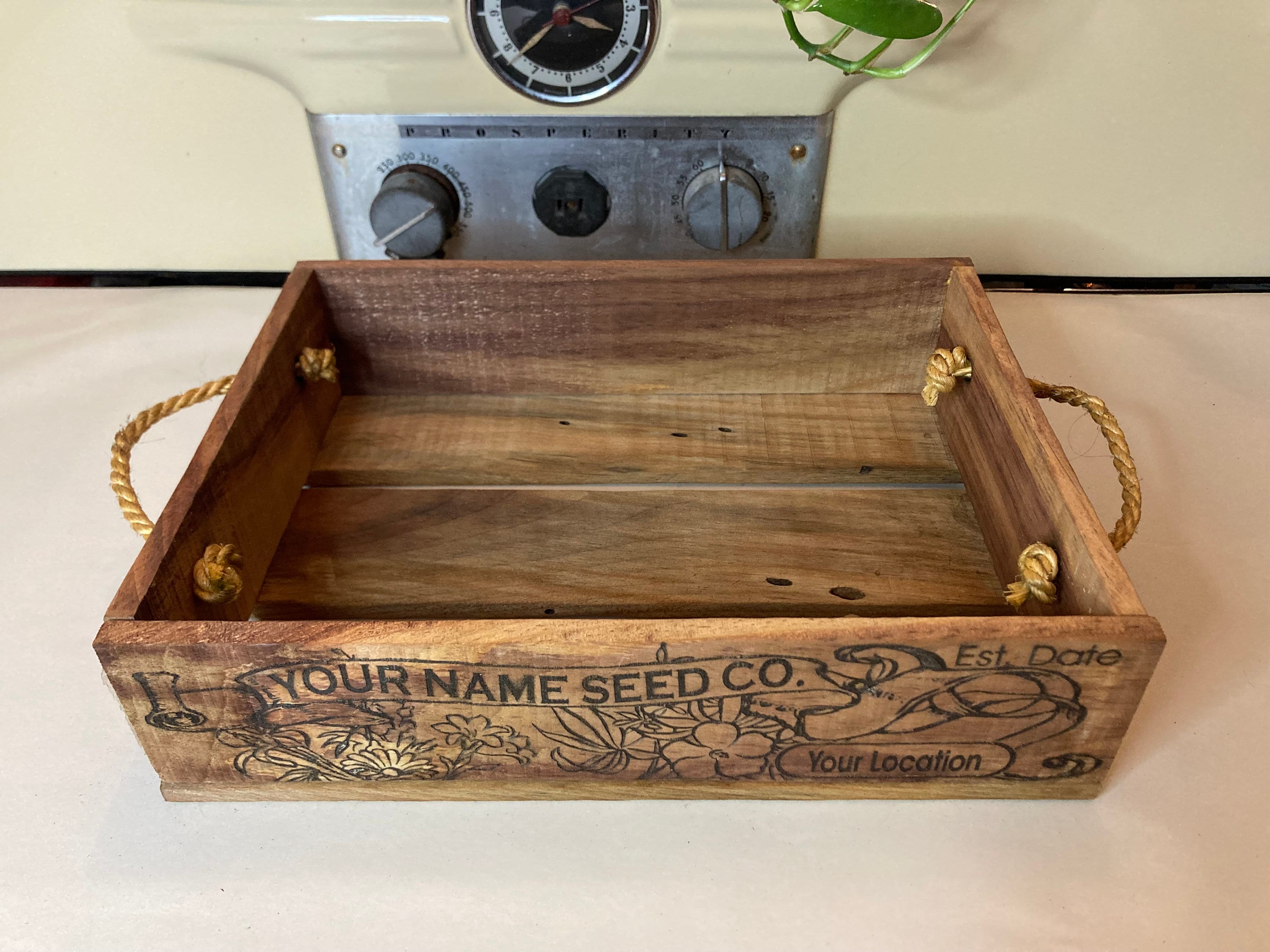 Seed Flower Crate, Flowers, Garden, Personalized, Vintage Inspired ...