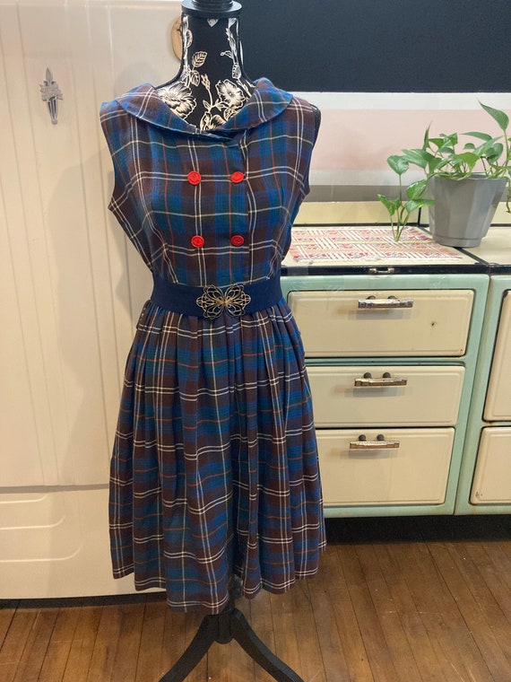 1950s vintage plaid dress - Gem