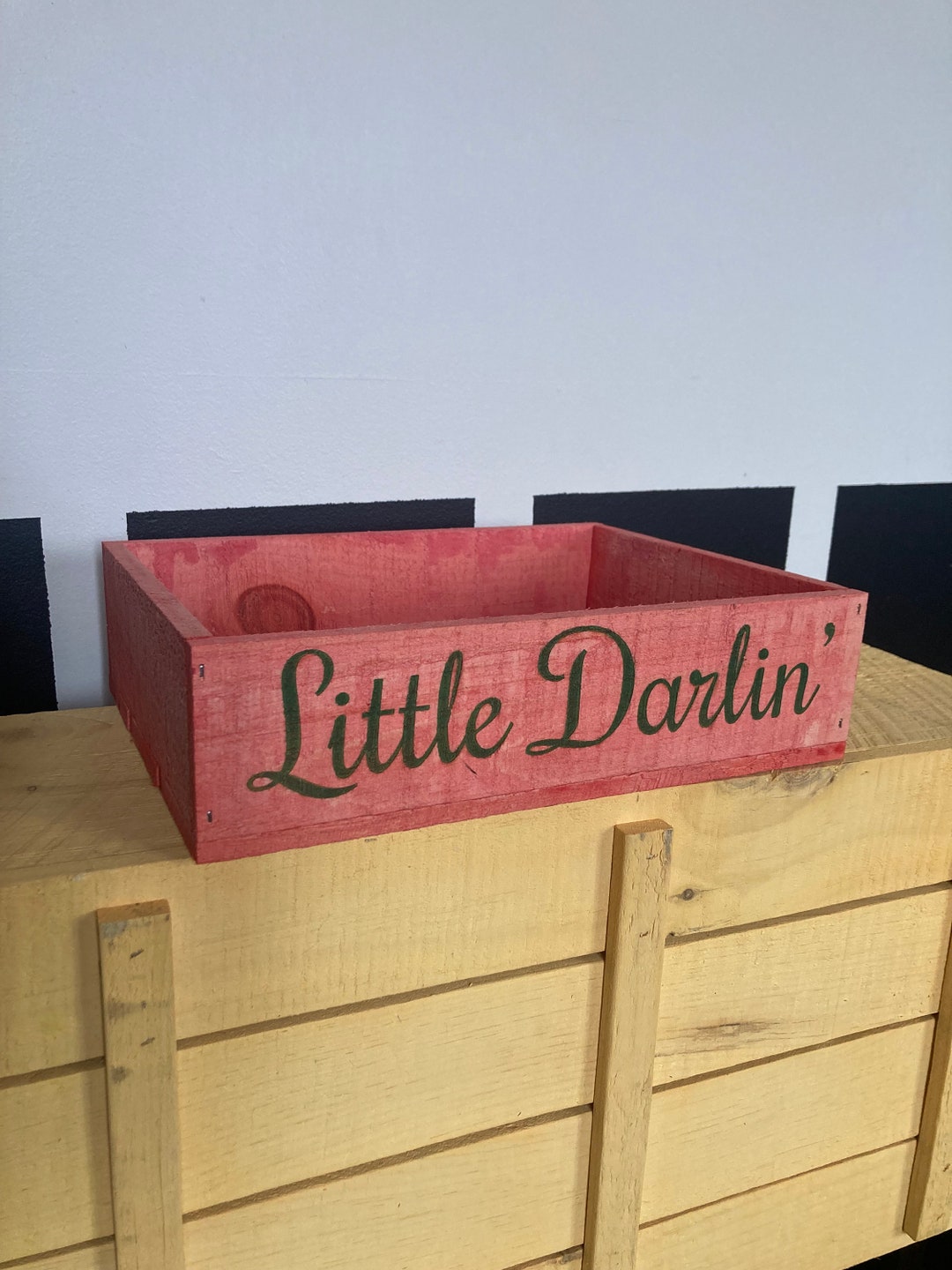 Engraved Colorful Crate, Wooden Crate, Laser Engraved, Little Darlin ...