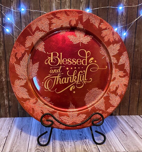 Blessed and Thankful Charger Plate Fall Home Decor - Etsy