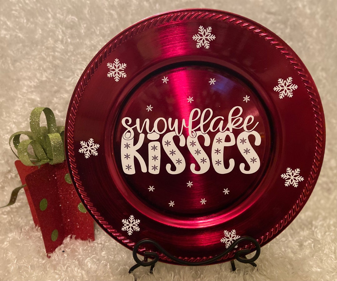 Snowflake Kisses Red Charger Plate With Snowflakes, Snowflake Decor ...