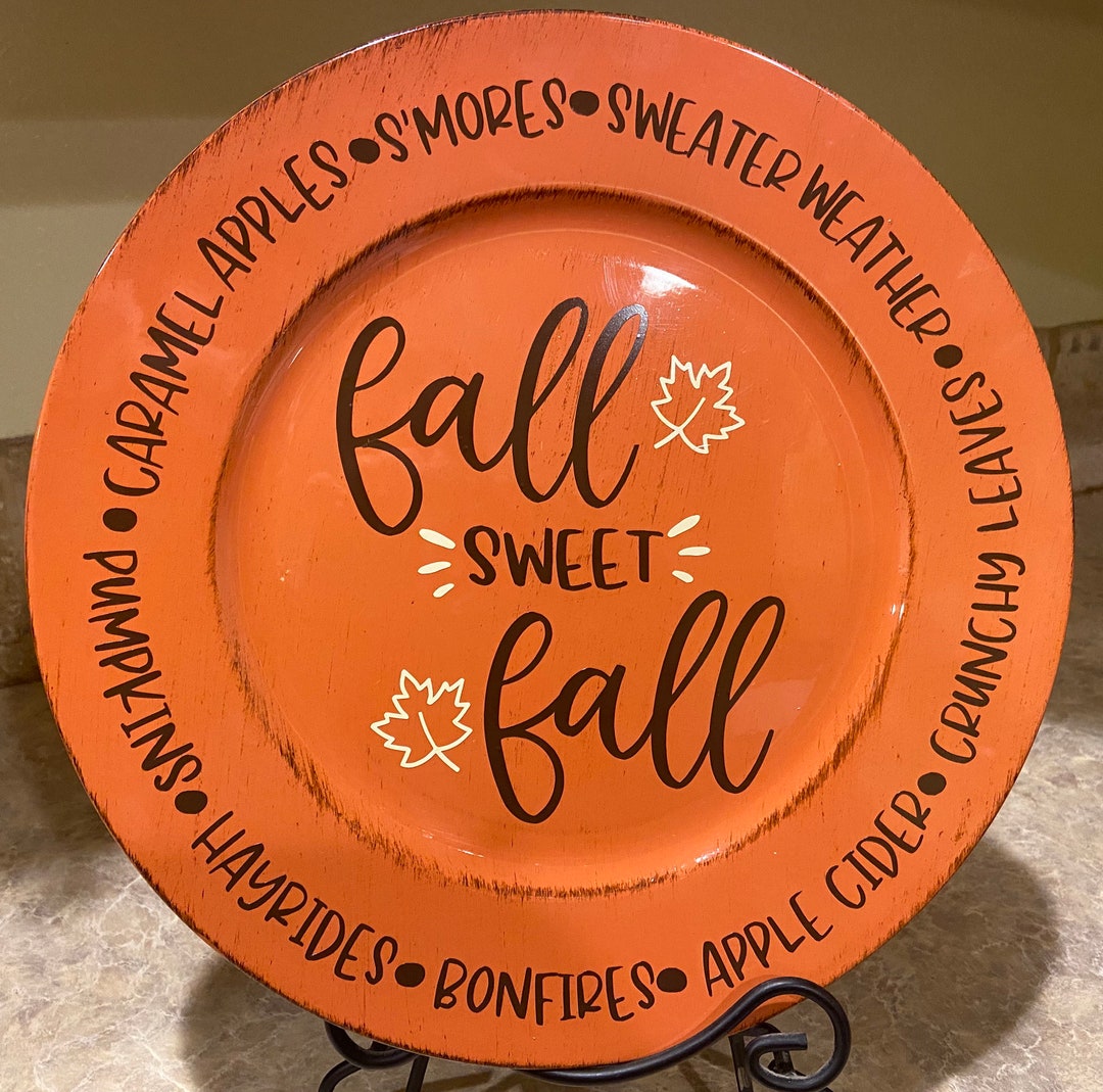 Fall Sweet Fall Charger Plate Fall Decor Fall Home Decor - Etsy