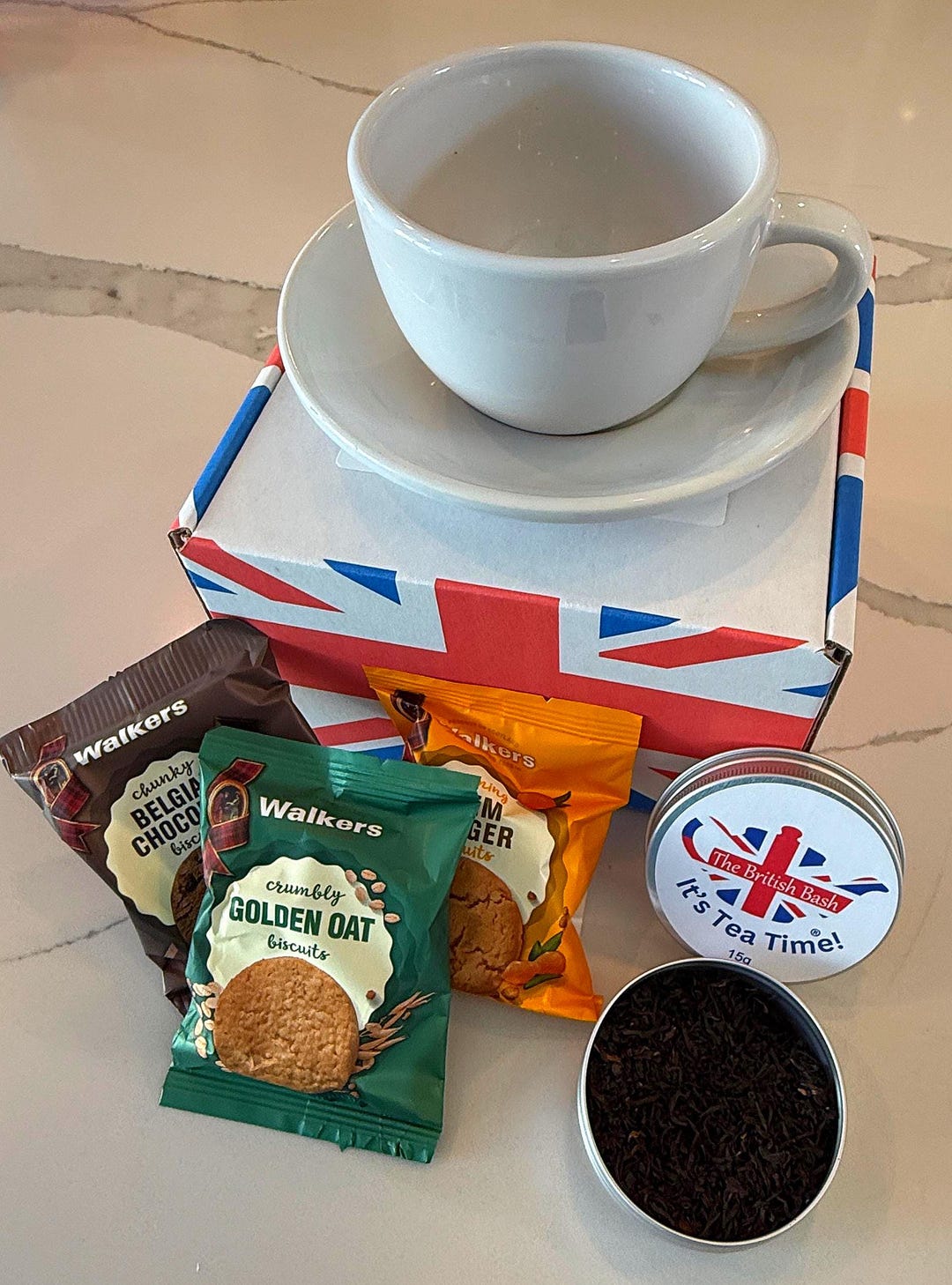 English Tea Gift Set: Cup, Saucer, Biscuits & Union Jack Napkin - Etsy