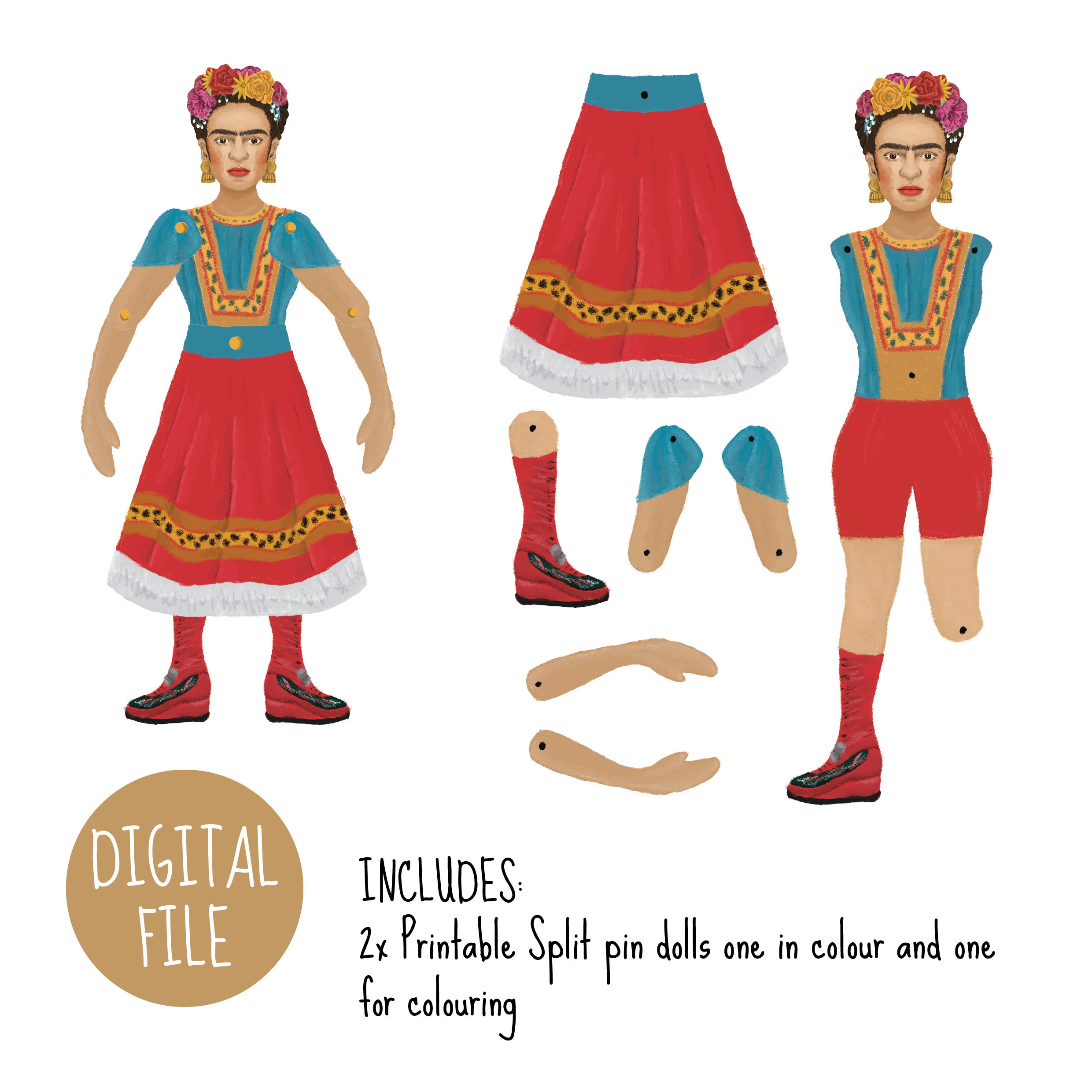 Frida Kahlo Pin Puppet Artist Study Paper Puppet Home - Etsy