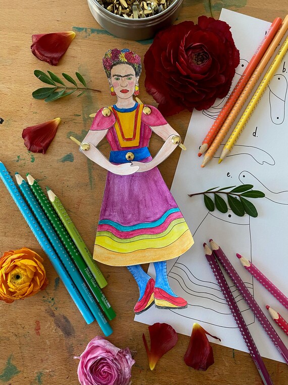 Frida Kahlo Pin Puppet Artist Study Paper Puppet Home - Etsy