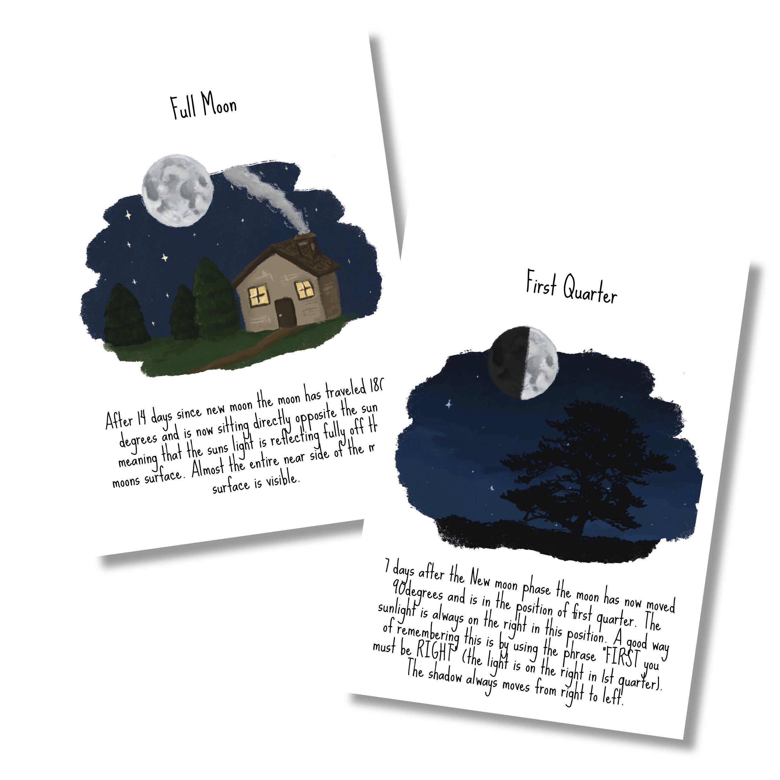 Moon Phases Flash Cards, Phases of the Moon Unit Study, Space ...
