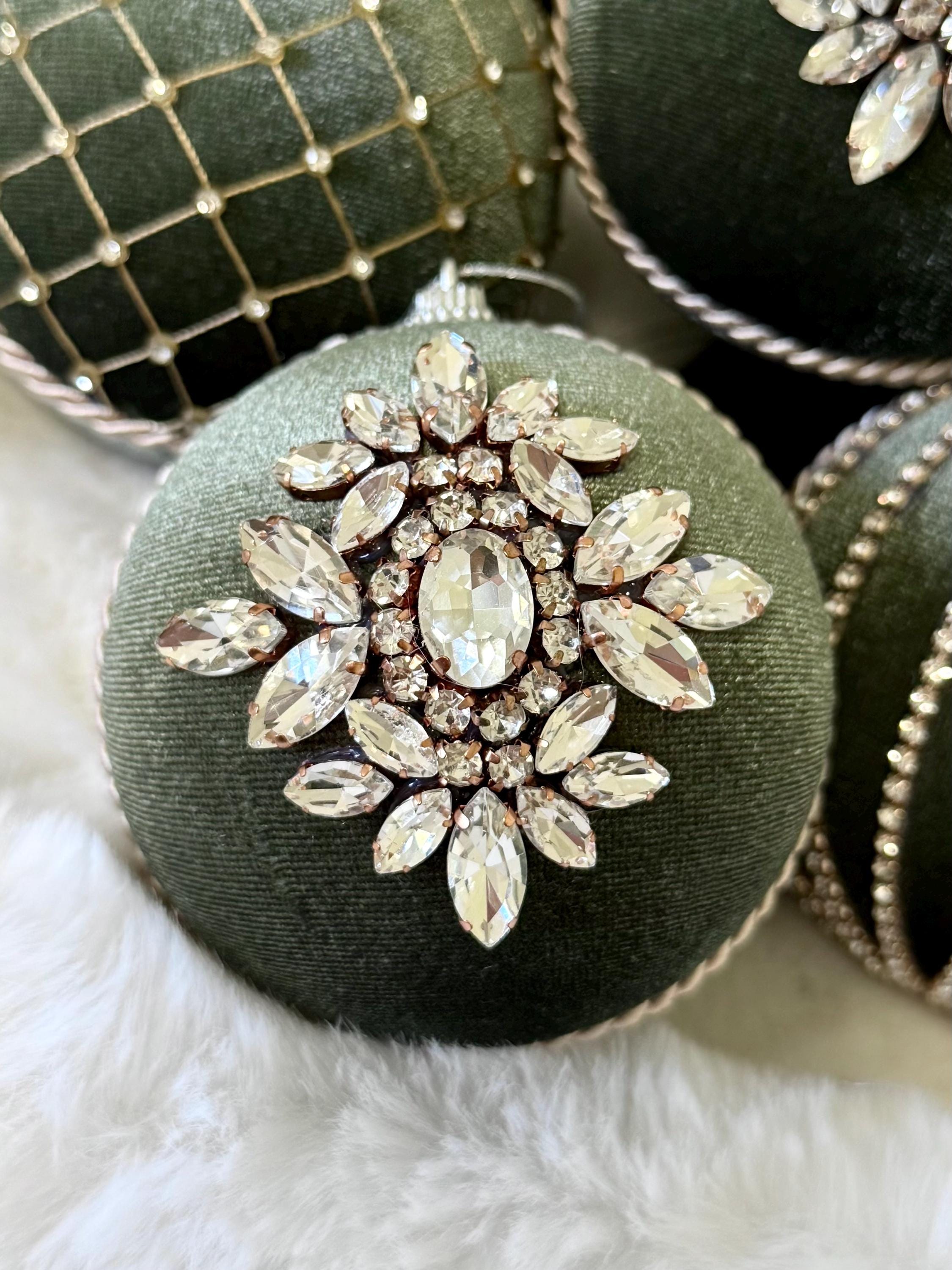 19pcs Set of Christmas Tree Ornaments, Handmade Rhinestone Baubles ...