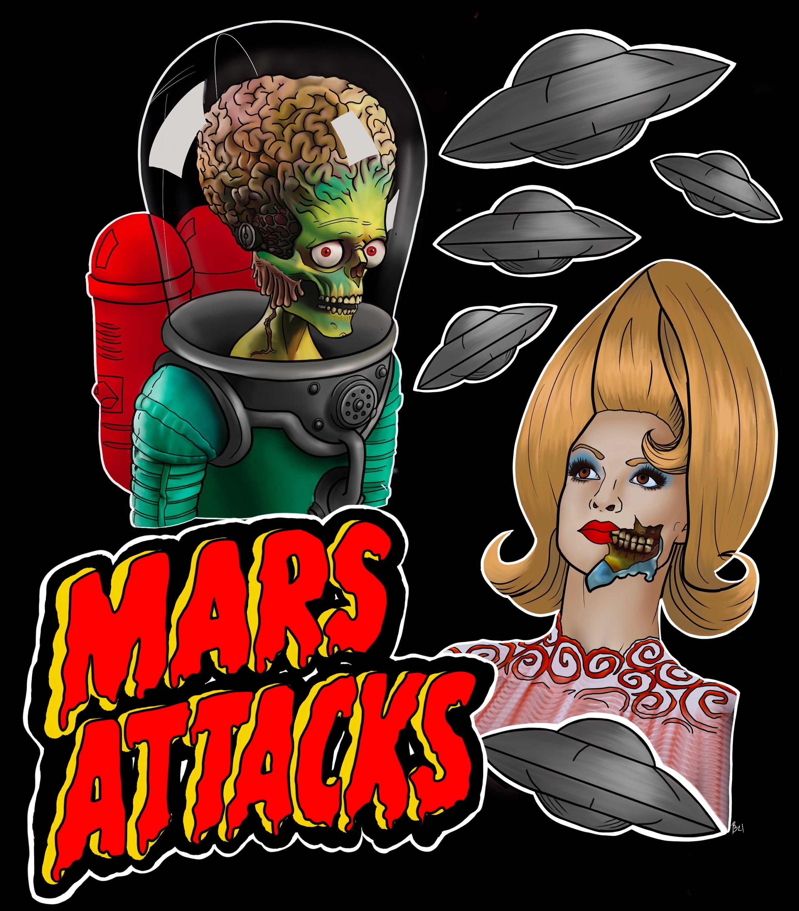 Mars Attacks UFO Portrait Art Print - Etsy