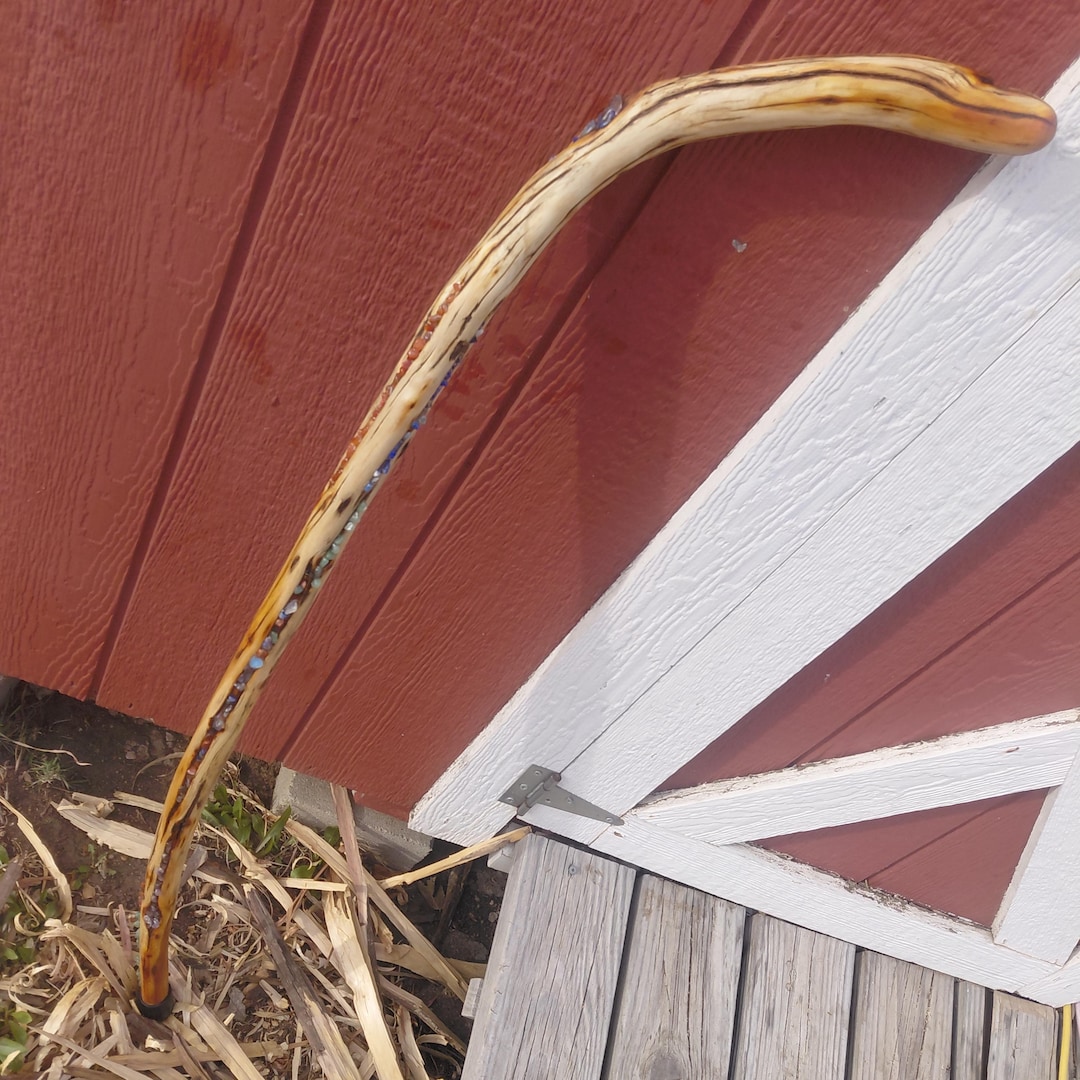 Osage Orange Walking Cane With Lapis Lazuli, Amethyst, Carnelian ...