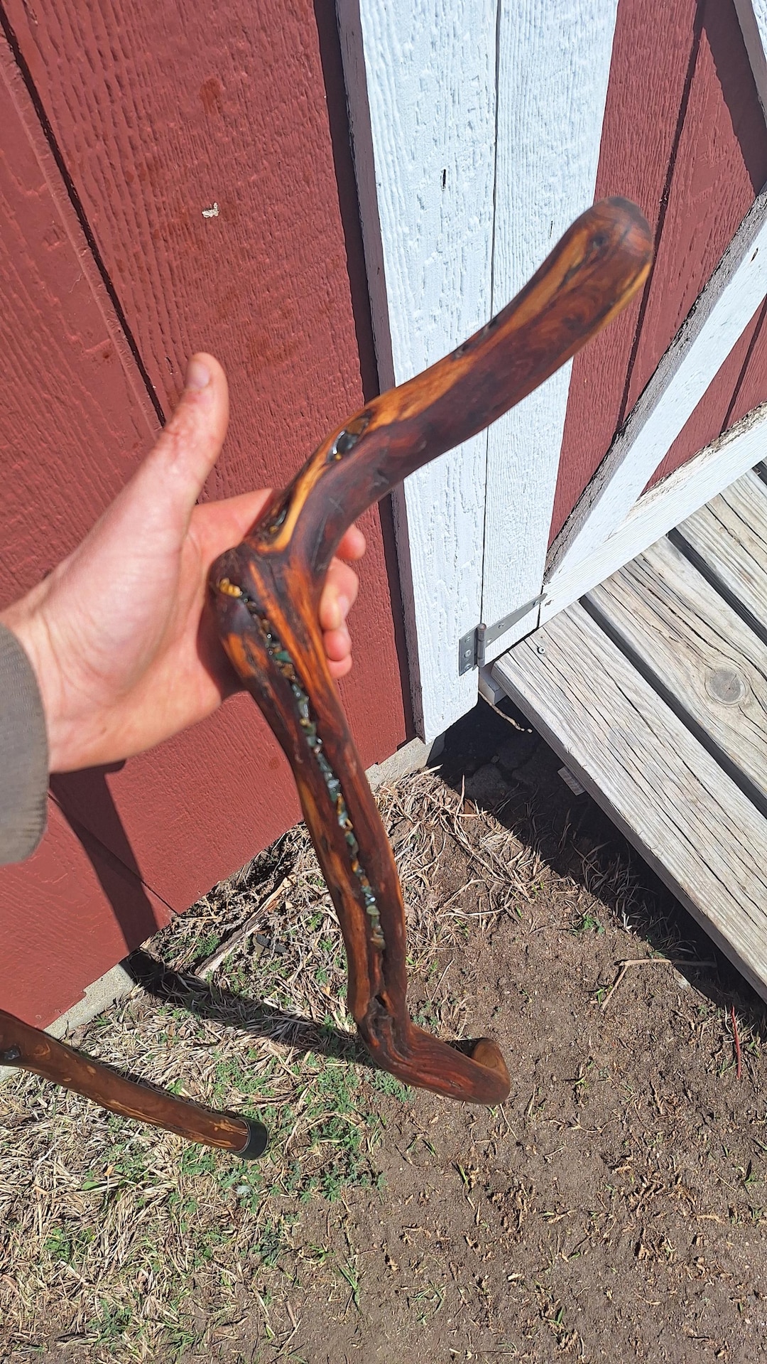 Osage Orange Cane With Tiger's Eye & Aventurine Inlay – Handcrafted ...