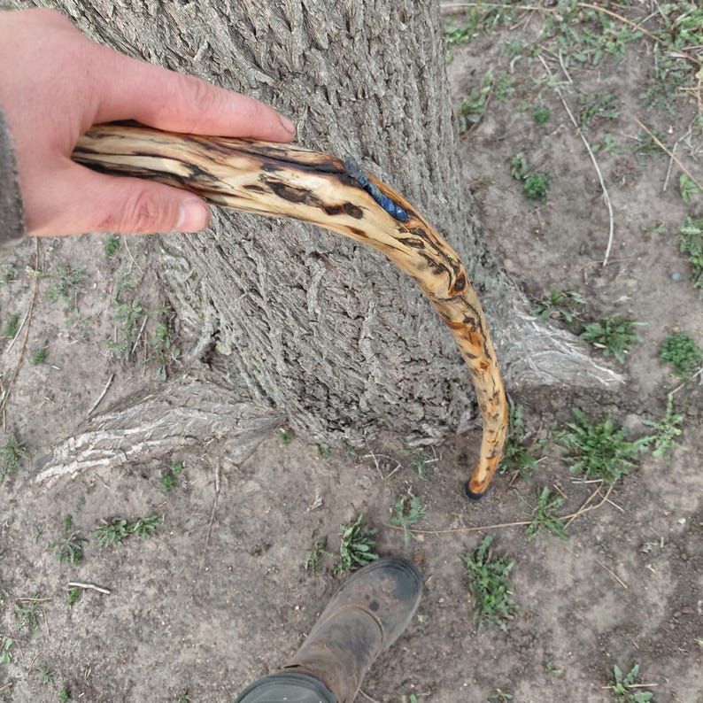 Osage Orange Walking Cane With Lapis Lazuli, Amethyst, Carnelian ...