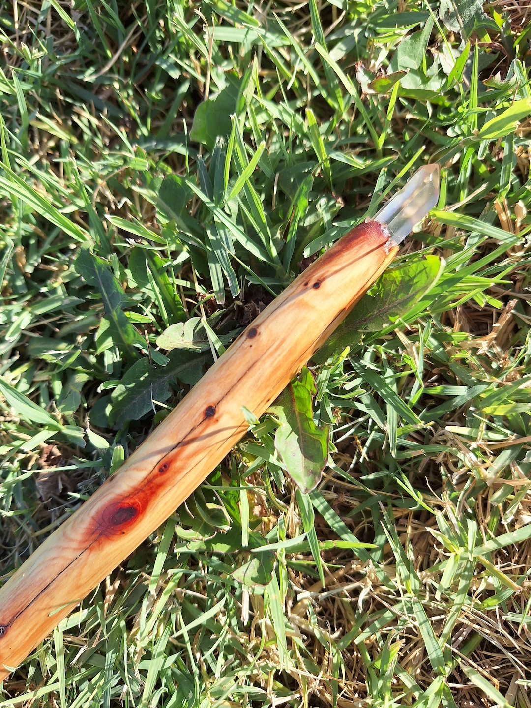Eastern Red Cedar Magick Wand With Clear Quartz Point and Chips. - Etsy
