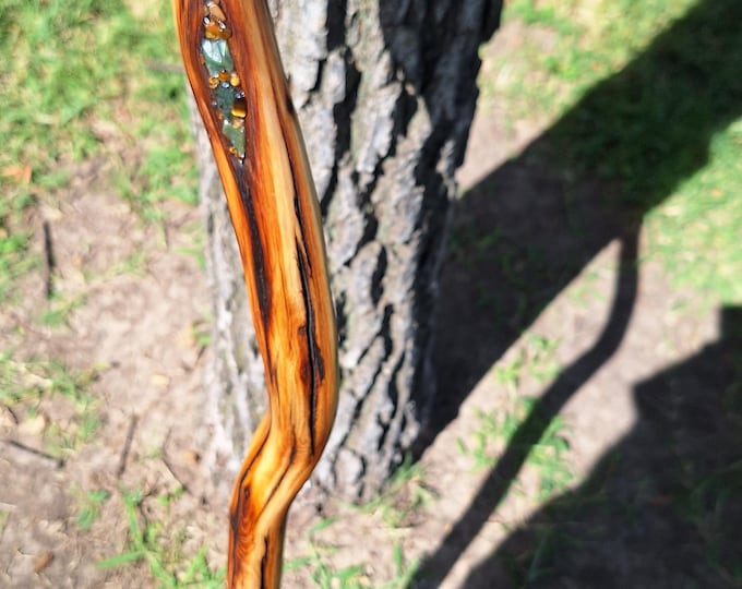 Osage Orange/hedge Cane With Tigers Eye, Plus Green Aventurine Chips - Etsy
